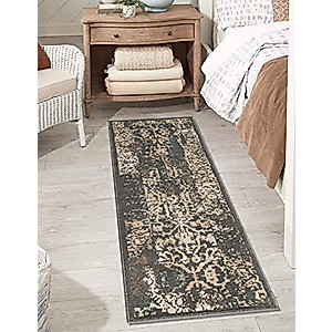 Unique Loom Tuareg Collection Vintage Distressed Traditional Area Rug, 2 ft 6 in x 10 ft, Gray/Beige