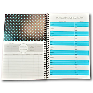 Dolgencorp Home Finance & Bill Organizer with Pockets (Dark Blue Scallops), 7 inches X 10 inches