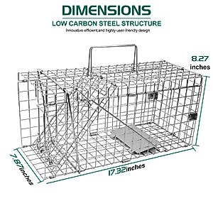 EPESTOEC 17.3" Heavy Duty Squirrel Trap, Folding Live Small Animal Cage Trap, Humane Traps, Catch and Release.
