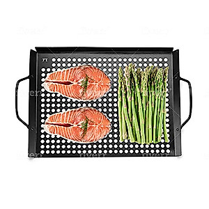 Outset 76452 Non-Stick Grilling and Bbq Grid, 7" x 11", 14" x 11", Set of 2 Black