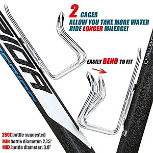 USHAKE Water Bottle Cages for MTB Bikes - Lightweight Aluminum Alloy Holder Brackets - Easy to Install with Drilled Holes - 2 Pack Silver