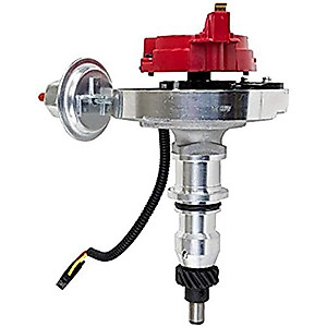 A-Team Performance - HEI Complete Distributor 65K Coil - Compatible with Ford F100 F150 F250 E100 E150 Straight 6 Cylinders 240 300 One Wire Installation Red Cap