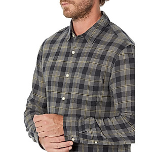 Dockers Men's Fit Long Sleeve Casual Shirt (Regular and Big & Tall), Burma Grey-Seahaven Plaid (Flannel), Large