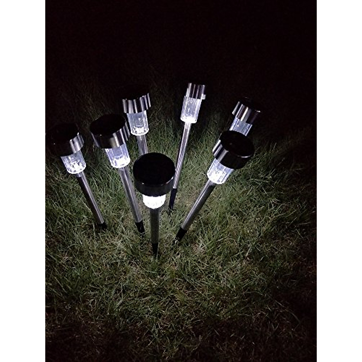 YUFUDE Solar Lights Outdoor, Stainless Steel Outdoor Solar Lights - Waterproof, LED Lawn Lamps Lighting Solar Powered Outdoor Lights Solar Garden Lights for Pathway Patio Yard (24pcs-White & Silver)