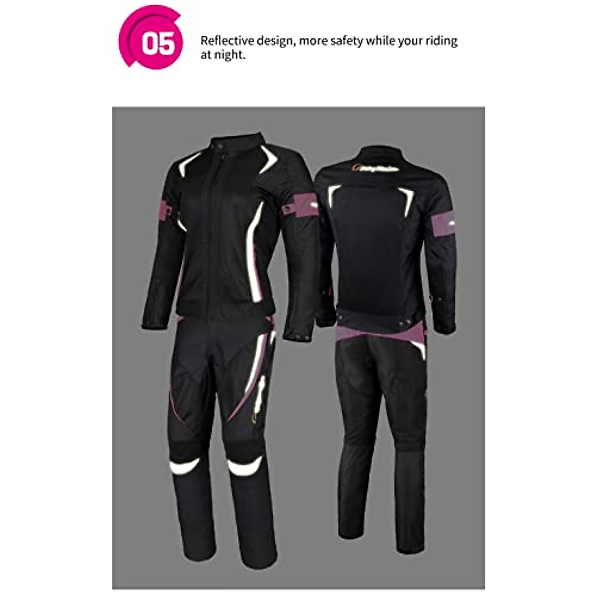 Riding Tribe Women's Motorcycle Jacket Coat Summer Waterproof Lady Teens Girl Riding Reflective Anti-collision Motorbike Jackets(PINK JACKET, S)