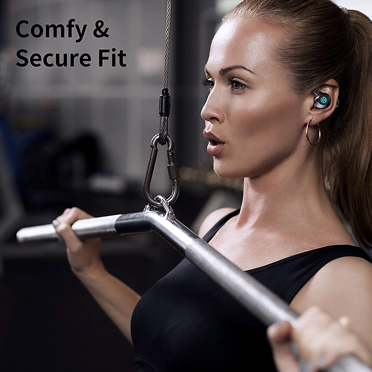 Earphone, Q23 PRO Bluetooth Headset, Waterproof Stereo Mini Earhook Sports Headset with Microphone, ANC Noise Cancelling, Bluetooth 5.1, Long Life, for Work, Sports,