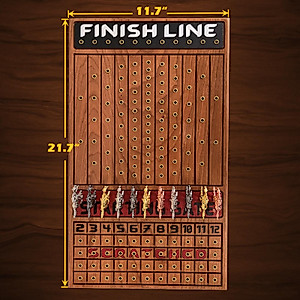 FINENI Horse Racing Game for Adults, Horse Race Board Game with 11 Luxurious Metal Horses (Gold, Silver, Black, Rose Gold), 22” Cherry Wood Horse Race Game Board, Dice & RoseGoldCard Included (Cherry)