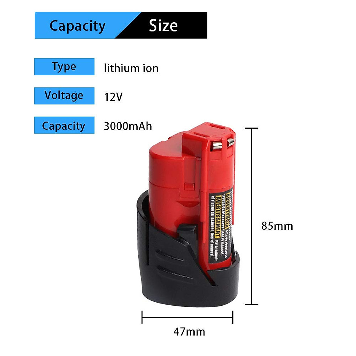 Jialitt 2 Pack Upgraded Version 3.0Ah 12V Replacement for Milwaukee M12 Battery Lithium 48-11-2401 48-11-2402 48-11-2411 48-11-2420 48-11-2440 Cordlees Power Tools