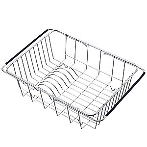 kaileyouxiangongsi Adjustable Over Sink Dish Drying Rack Stainless Steel Dish Drainer, On Counter or In Sink Dish Rack, Deep and Large- Rustproof