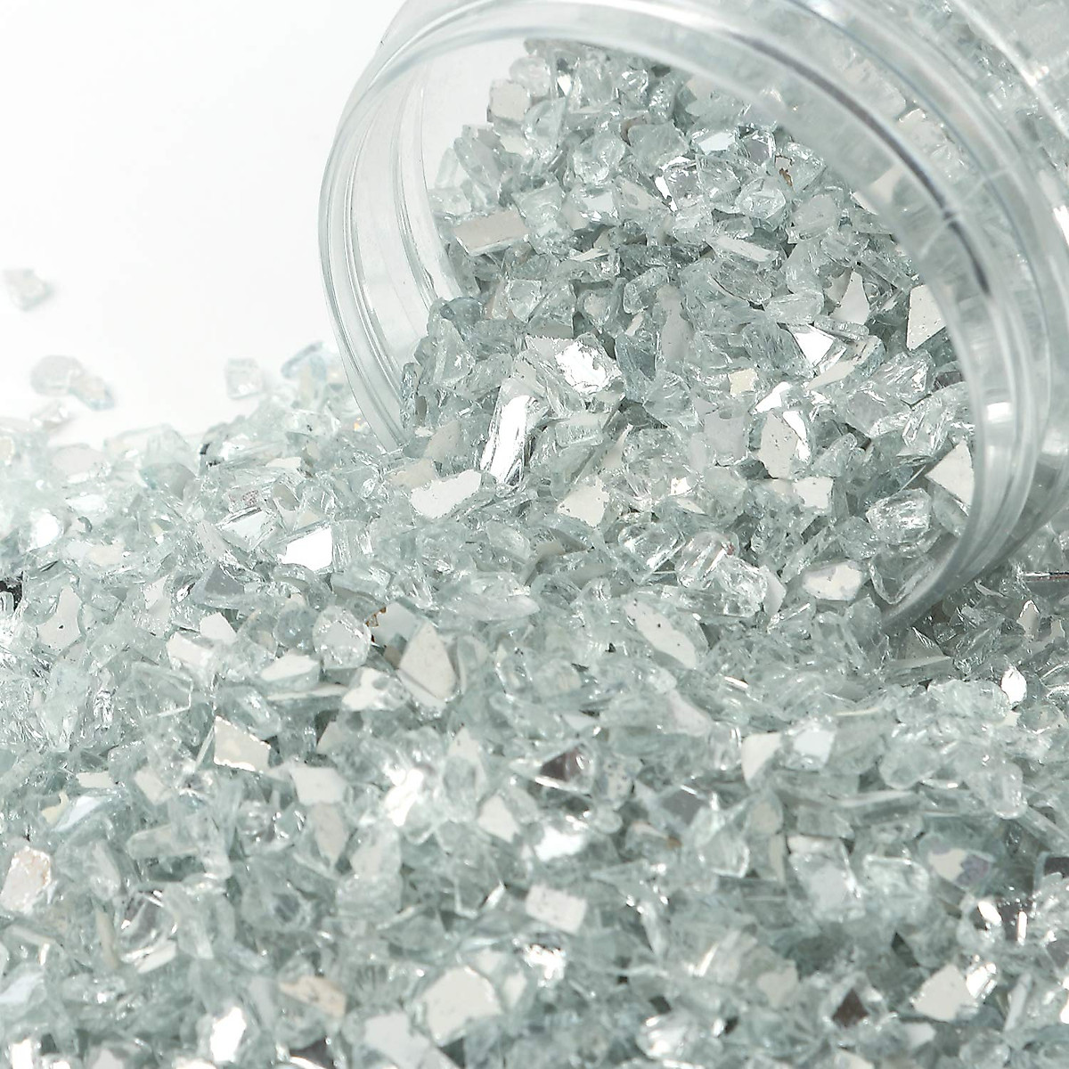 Alan Stone High Luster Reflective Fire Glass Gravel,Fire Gems,Fire Drops,Fire Glass Pebbles Stones Beads Chips for Fire Pit Fish Tank Aquarium Garden,3-6mm 305g/0.67lb (Mirror)