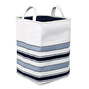 BirdRock Home Canvas Laundry Hamper with Handles - Blue Stripes - Transport Easily - Dirty Clothes Storage - Bendable and Foldable - Rectangle Laundry Bag