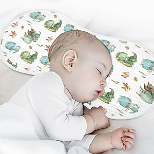 Burbuja Cute Dragon Muslin Baby Burp Cloths, Soft & Absorbent Cotton Burping Rags for Newborn Boys & Girls, 2 Pack