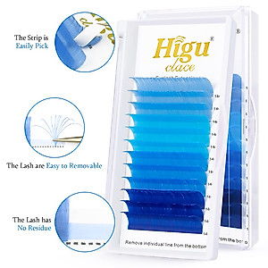 Colored Lash Extensions 0.07 D Durl 14mm Ombre Blue Lash Extensions 14mm-16mm Easy Fan Volume Lash Extensions C/D Curl Color Lashes Extension Ombre Colored Lashes Extensions (Blue 0.07D 14)