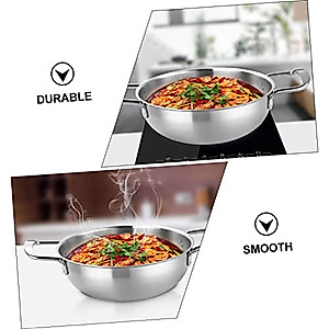 Yardwe 1pc Stainless Steel Soup Pot Stainless Steel Frying Pan Sauce Pan with Lid Korean Cookware Kitchen Deep Fryer Ramen Cooking Pot Metal Serving Platter Stainless Ramen Pot Silver