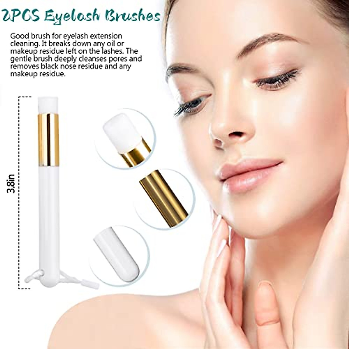 120ml/4.04fl.oz Eyelash Extension Cleanser, Lash Shampoo for Eyelash Extension Eyelash Brush with Cap Lash Fan Mascara Brush Wash Bottle Reusable Makeup Remover Pad, Paraben & Sulfate Free (Original)