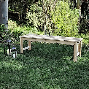 Shine Company 4205N 5 Ft. Backless Wood Outdoor Garden Bench – Natural
