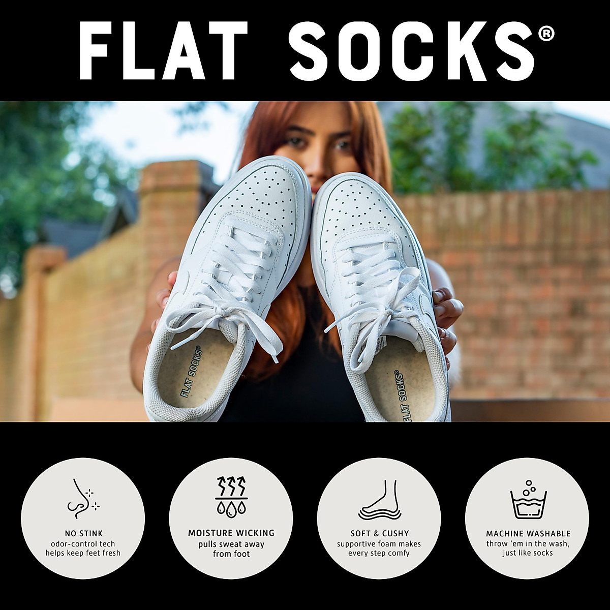 FLAT SOCKS No Show Socks, Sockless Shoe Liner, No Slipping, No Stinking, Washable Barefoot Shoe Insert for Men and Women, Sand, Small