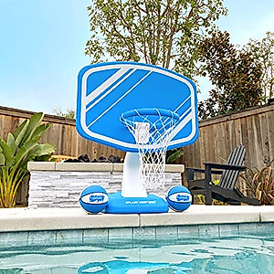 GoSports Splash Hoop Swimming Pool Basketball Game, Includes Poolside Water Basketball Hoop, 2 Balls and Pump – Choose Your Style