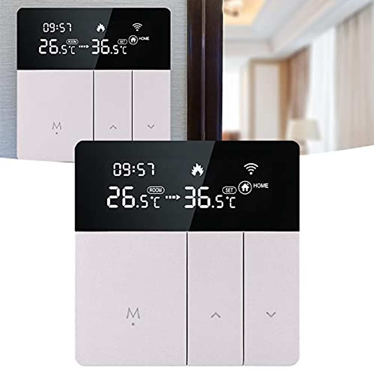 SALUTUY Intelligent Programming Control Thermostat, WiFi Intelligent Temperature Controller APP Voice Control Thermostat Remote Temperature Controller 95-230V(GA Water Heating)