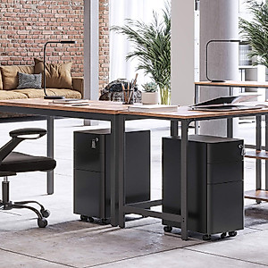 SONGMICS File Cabinet, Steel Filing Cabinet with 3 Drawer, Mobile Pedestal Cabinet Under Desk, with Lock, Fully Assembled Except Casters, Black UOFC030B01