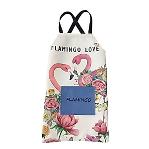 Aprons Mother Daughter Matching Animal Pink Flamingo Print Cotton Blend Cute Lovely Kitchen Mommy and Me for Women and Kids Children