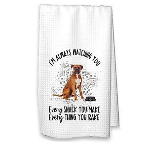 The Creating Studio Personalized Boxer Kitchen Towel, Boxer Gift, Gift for Boxer Dad, Gift from Dog, Housewarming Gift Hostess Gift Always Watching You (Boxer No Name)