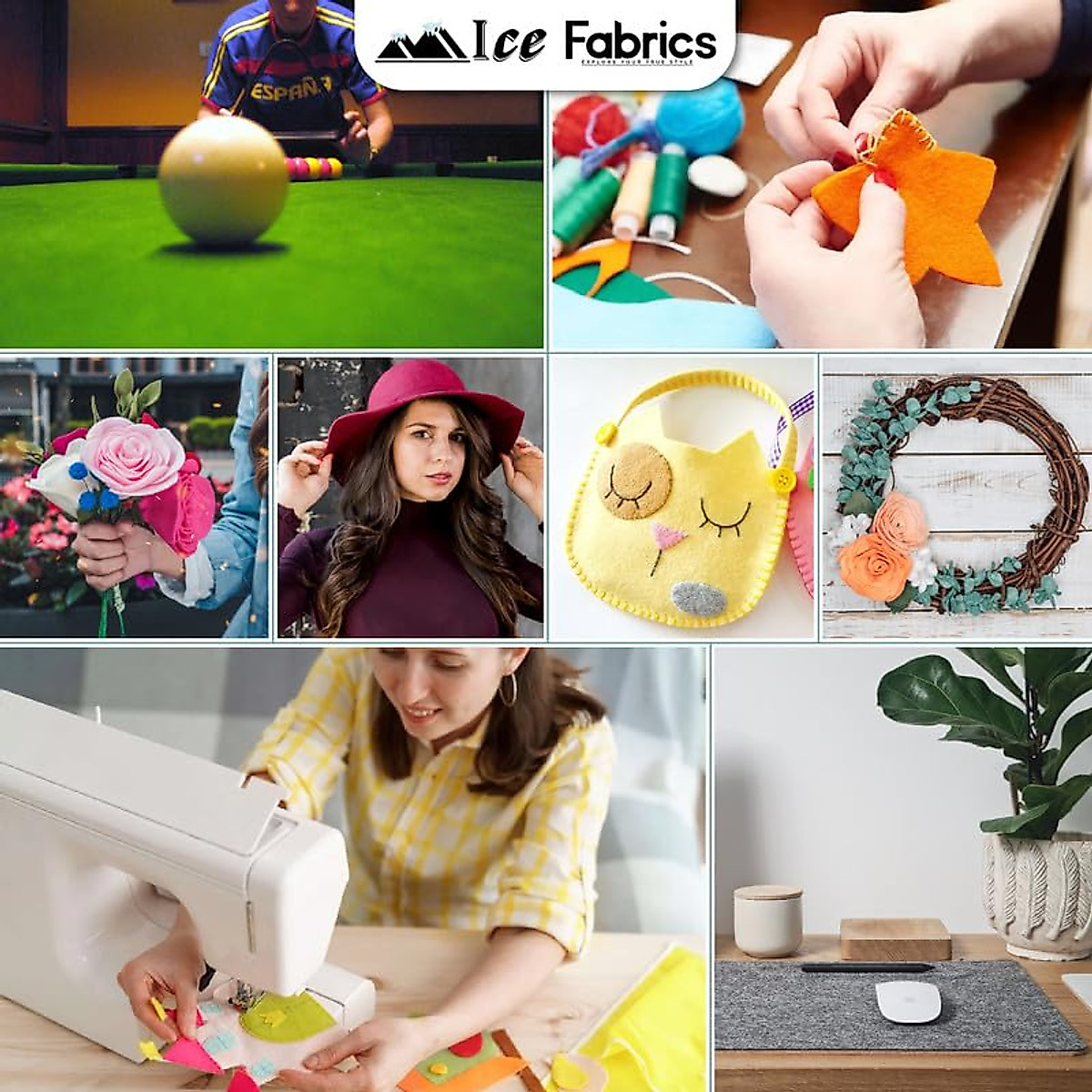 Ice Fabrics Craft Felt Fabric by The Yard - 72" Wide & 1.6mm Thick Acrylic Felt - Soft and Durable Snow White Fabric for DIY Arts & Crafts, Decorations and More - 1 Yard Snow White