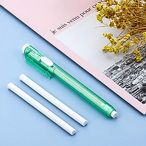 36 Pieces Eraser Pen Retractable Mechanical Eraser Pen Include 6 Packs Click Eraser Pen and 30 Click Erasers Refill for School Office Painting Writing (Clear Color)