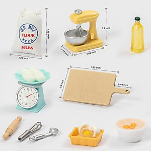 SAMCAMI Miniature Dollhouse Accessories - Dollhouse Furniture 1 12 Scale - Mini Stuff for Dollhouse Kitchen - Stand Mixer, Kitchen Scale, Flour, Rolling pin and Others