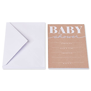 American Greetings Baby Shower Invitations with Envelopes, Kraft Style (25-Count)