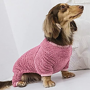 Fitwarm Dog Fleece Pajamas, Dog Winter Clothes for Small Dogs Girl, Pet Jumpsuit, Cat Apparel, Pink, Medium