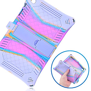 DETUOSI Case for Samsung Galaxy Tab S6 Lite 10.4" 2024/2022/2020 with Shoulder Strap, Stylus Pen, Multi-Angle Soft Silicone Case for Galaxy S6 Lite Tablet, Model(SM-P610/P613), Rose Red & Purple