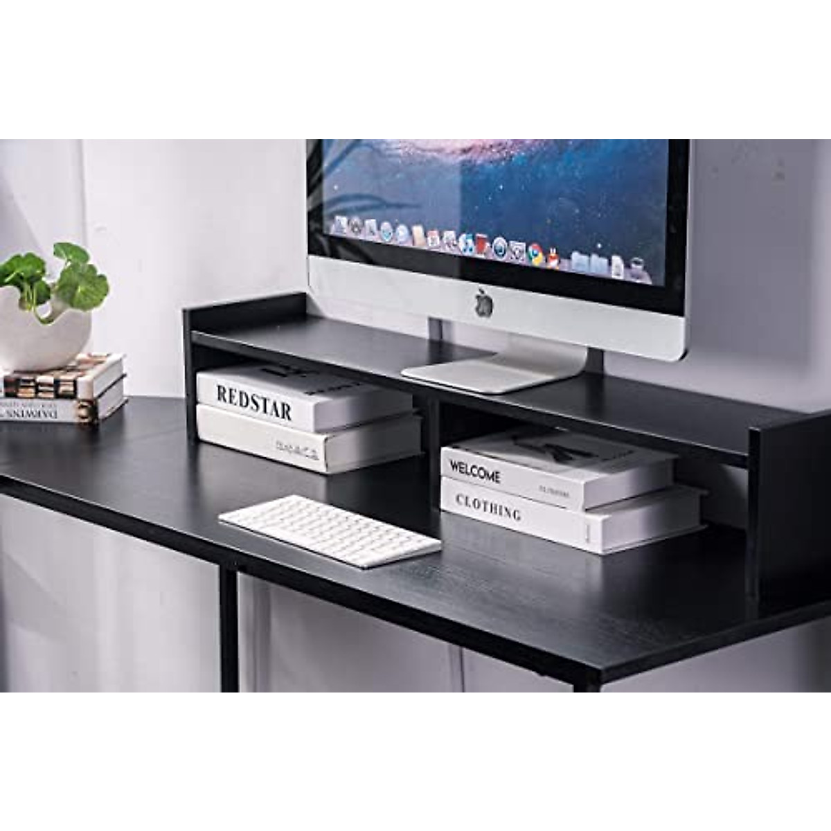 ivinta Modern L-Shaped Computer Office Desk, Gaming Corner Desk with Monitor Stand, Home Office Study Writing Table Workstation for Small Spaces