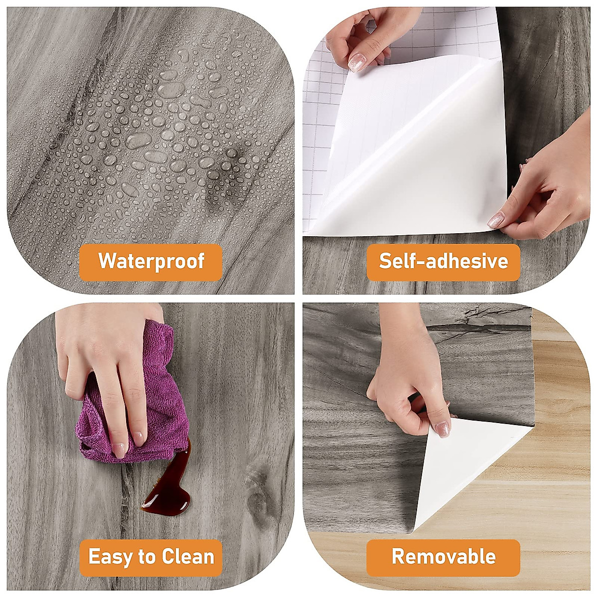 Wallercity 24''x118'' Grey Wood Contact Paper for Countertops Peel and Stick Wallpaper for Cabinets Wooden Countertops Contact Paper Vinyl Waterproof Kitchen Stick Paper for Shelf Liner Removable