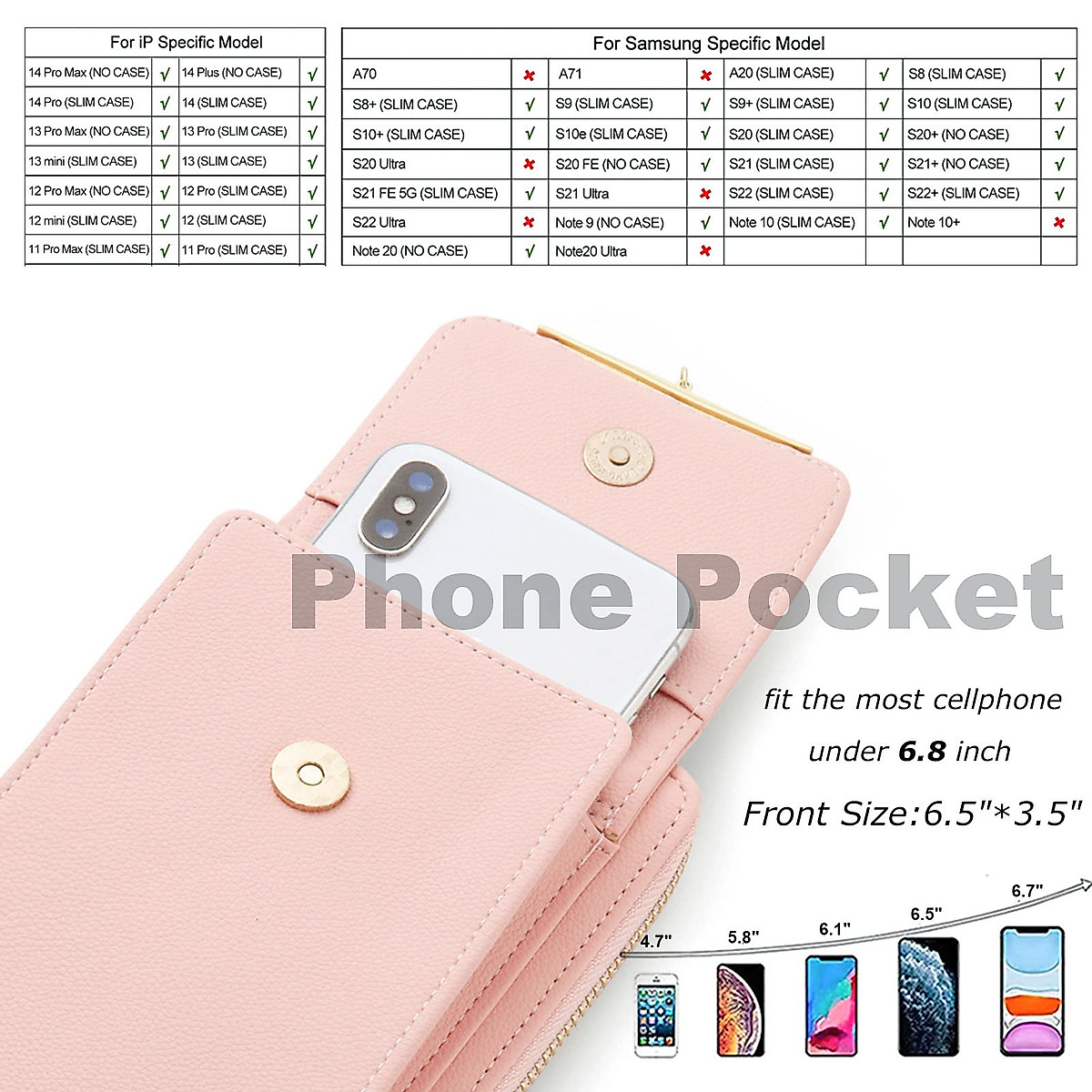 Valentoria Small Crossbody Bag Cell Phone Purse Wallet Leather Card Slot Clutch for Women (Barbie Pink)