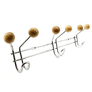 EVIDECO Wall Mounted Coat Rack 6 Hooks Chrome for Towel Hat Entryway