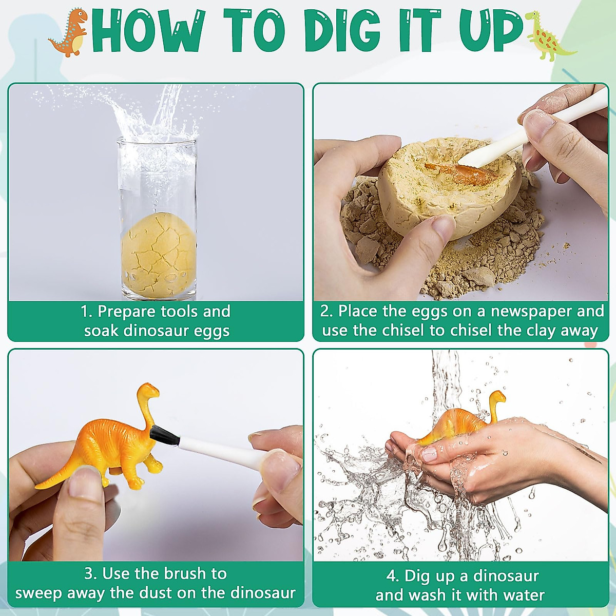 FOJELD Dinosaur Eggs Excavation Kit - 12 Unique Eggs Dinosaur Toy, Science STEM Gifts for Boys Girls Age 6-12