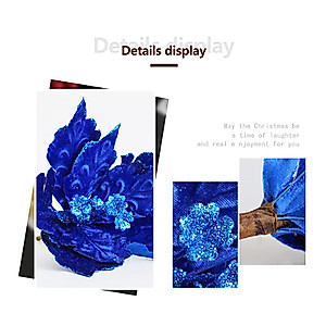 Sucpur 6Pcs Christmas Red Poinsettia Flower, 11 Inch Artificial Glitter Floral Heads Flower Plastic DIY Garden Velvet Decoration Wreath Home Artifical Flowers, White, 210608QY01-5-6-10049-2006202041