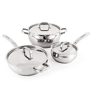 BergHOFF Belly Shape 18/10 Stainless Steel 6.25 inches Saucepan 1.5qt., Metal Lids, Fast, Evenly Heat, Induction Cooktop Ready