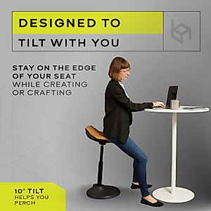 bonVIVO Standing Desk Chair - Ergonomic Chair for Tall Office Desks w/Back Support and Handles for Posture and Balance - Work from Home High Stool - Khaki