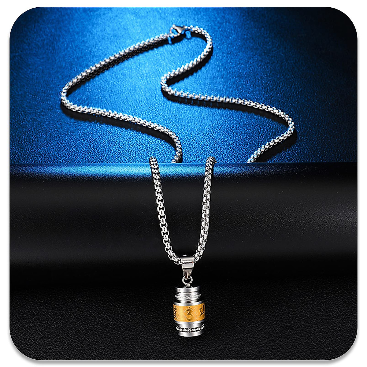 PEAS Fashion Titanium Steel Pill Locket Necklace Prayer Wheel Pendant Necklace