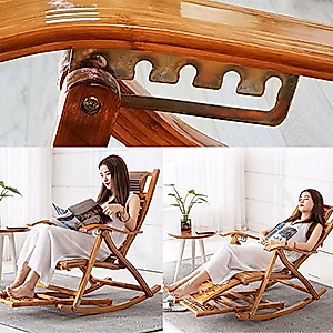 BROHN Lounge Chair, Outdoor Patio Woodenl Rocking Chair, Padded Modern Rocker Chairs with Cushion, Support 440lbs for Porch, Deck, Balcony or Indoor Use