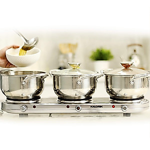 Kalorik Triple Burner Buffet Set, Stainless Steel