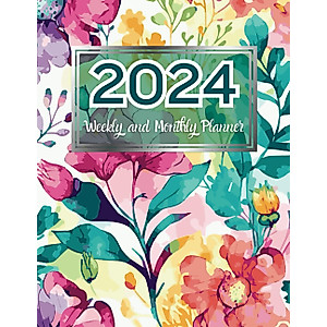 2024 Weekly and Monthly Planner: January to December with Federal Holidays and Inspirational Quotes | Password Log and Contact | Large Beautiful Floral Cover