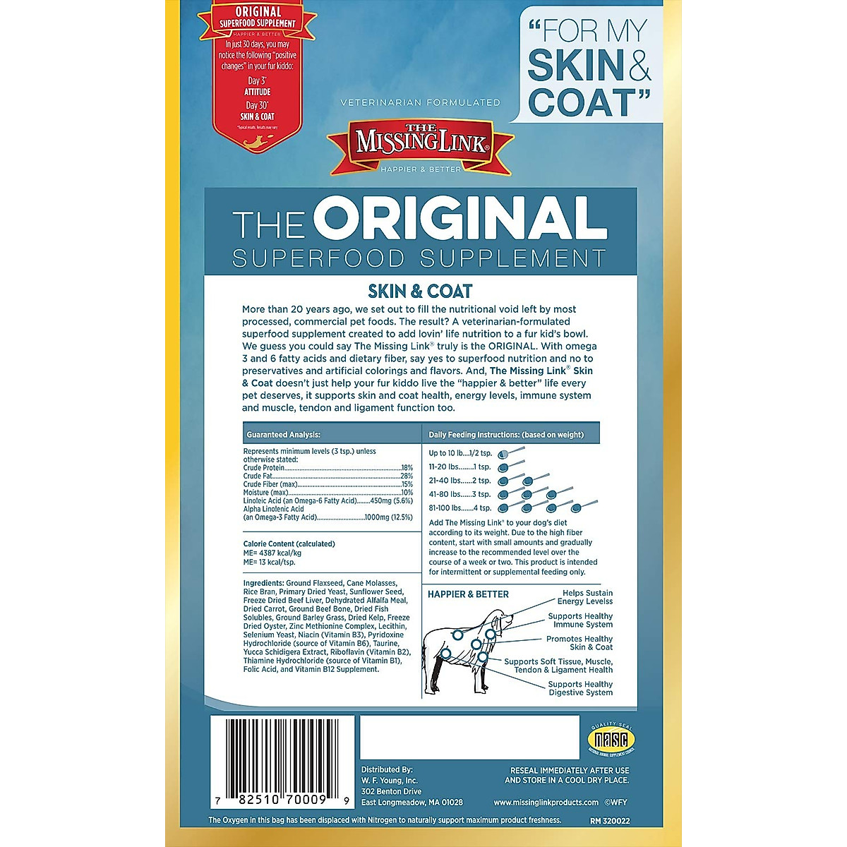 The Missing Link Ultimate Skin & Coat Dog Supplement, 1-Pound, (Pack of 2)