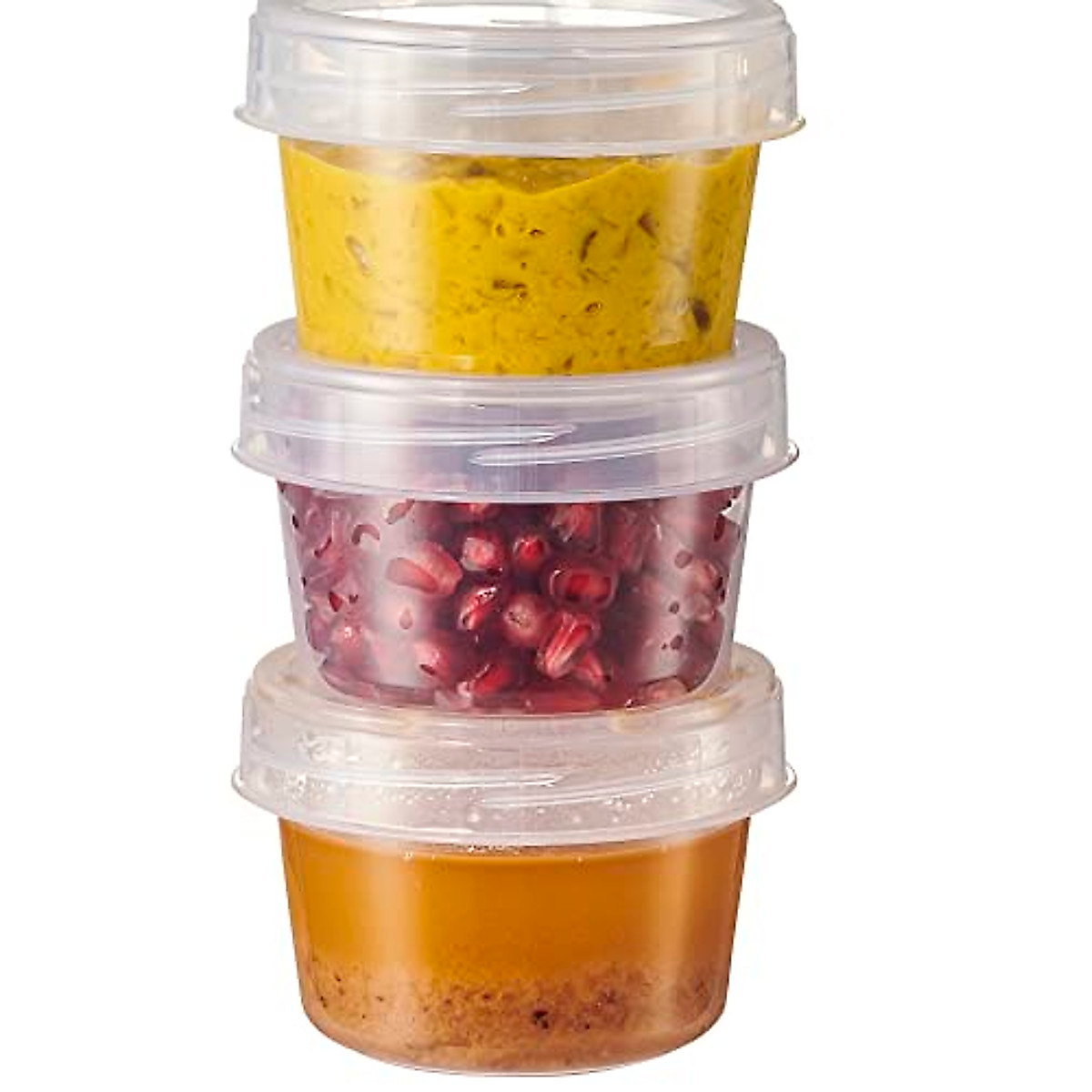 PLASTICPRO 6 Pack Twist Cap Food Storage Containers with Clear Screw on Lid- 4 oz Reusable Meal Prep Containers - Small Freezer Containers Microwave Safe Clear Plastic Food Storage