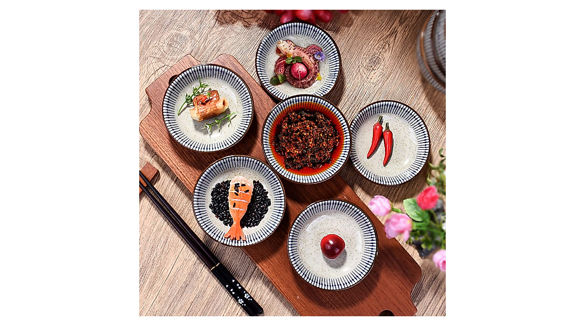 LMRLCS 6-Pc Ceramic Soy Sauce Dish Set for Sushi