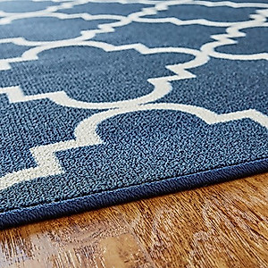 Mohawk Home Soho Fancy Trellis Geometric Lattice Printed Area Rug, 2 ft 6 in x 3 ft 10 in, Navy