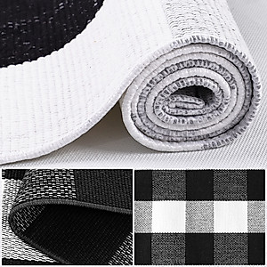 uxcell Buffalo Check Rug,Plaid Outdoor Rug,Layered Door Mat,Cotton Gingham Rugs,Floor Mat for Front Porch/Runner/Bedroom/Kitchen/Farmhouse 35"x24" Black & White