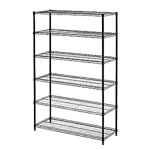 Alera NSF Certified 6-Shelf Wire Shelving Kit, 48w x 18d x 72h, Black